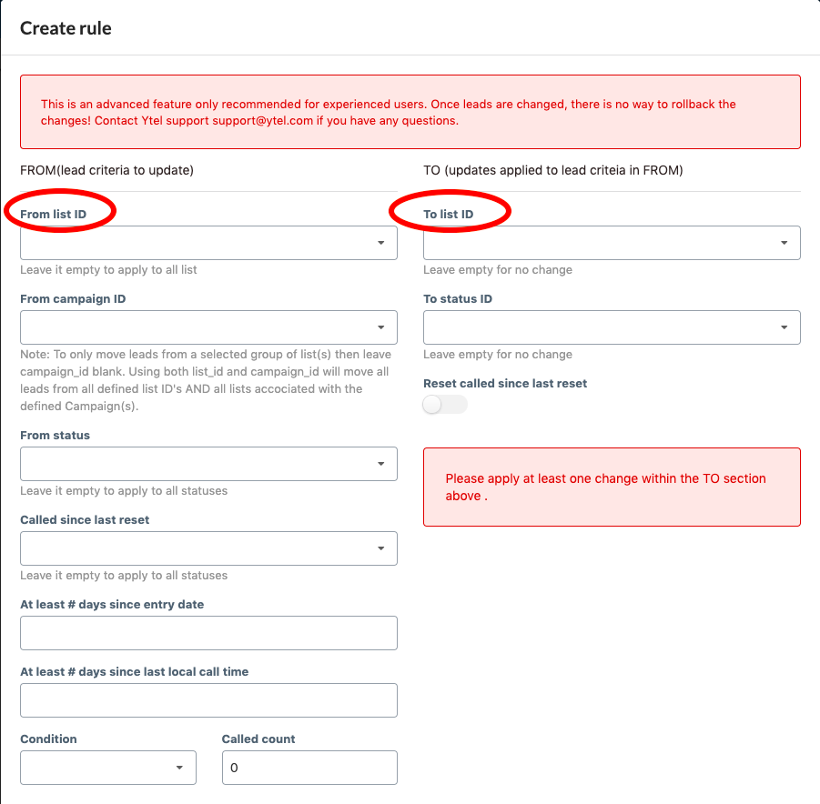 Advanced List Rules – Ytel
