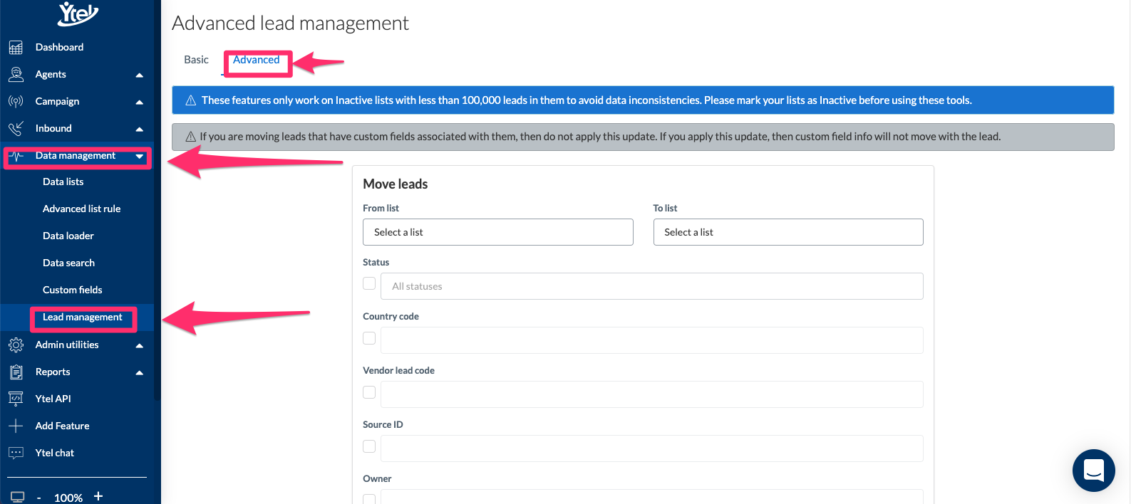 Moving Incorrectly Loaded Leads – Ytel