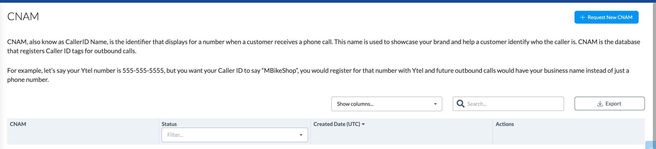 CallerID Name (CNAM) – Ytel