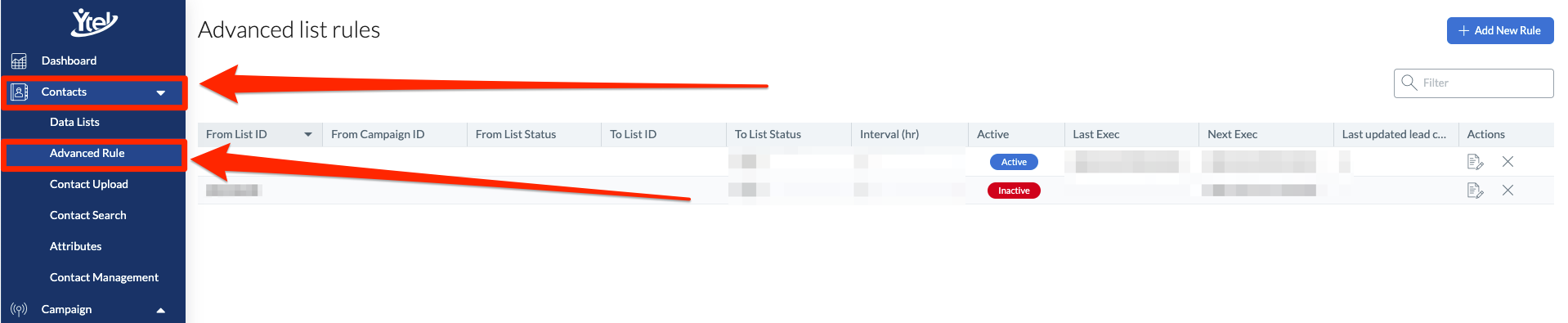 Advanced List Rules – Ytel